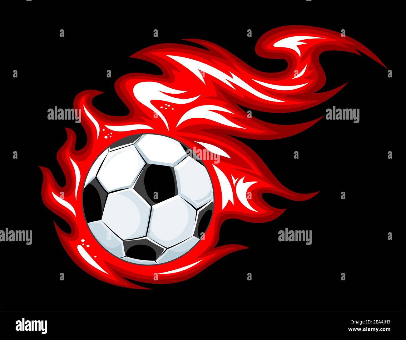 Football and soccer ball in fire flames for sports design Stock Vector ...