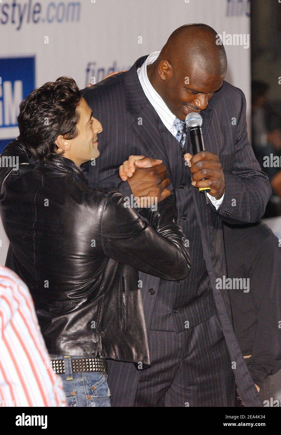 US basketball player Shaquille O'Neal and actor Adrien Brody attend the ...