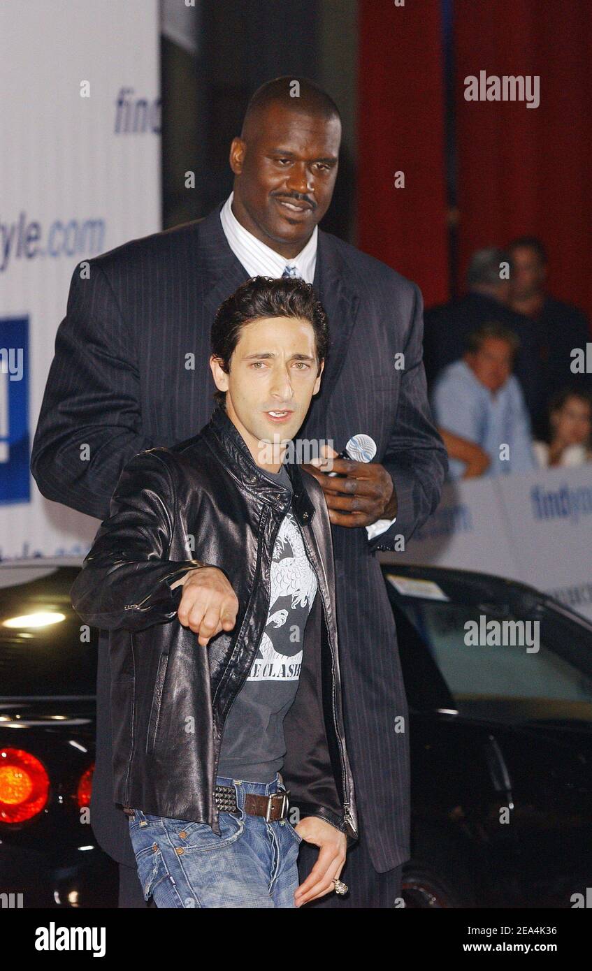 US basketball player Shaquille O'Neal and actor Adrien Brody attend the ...