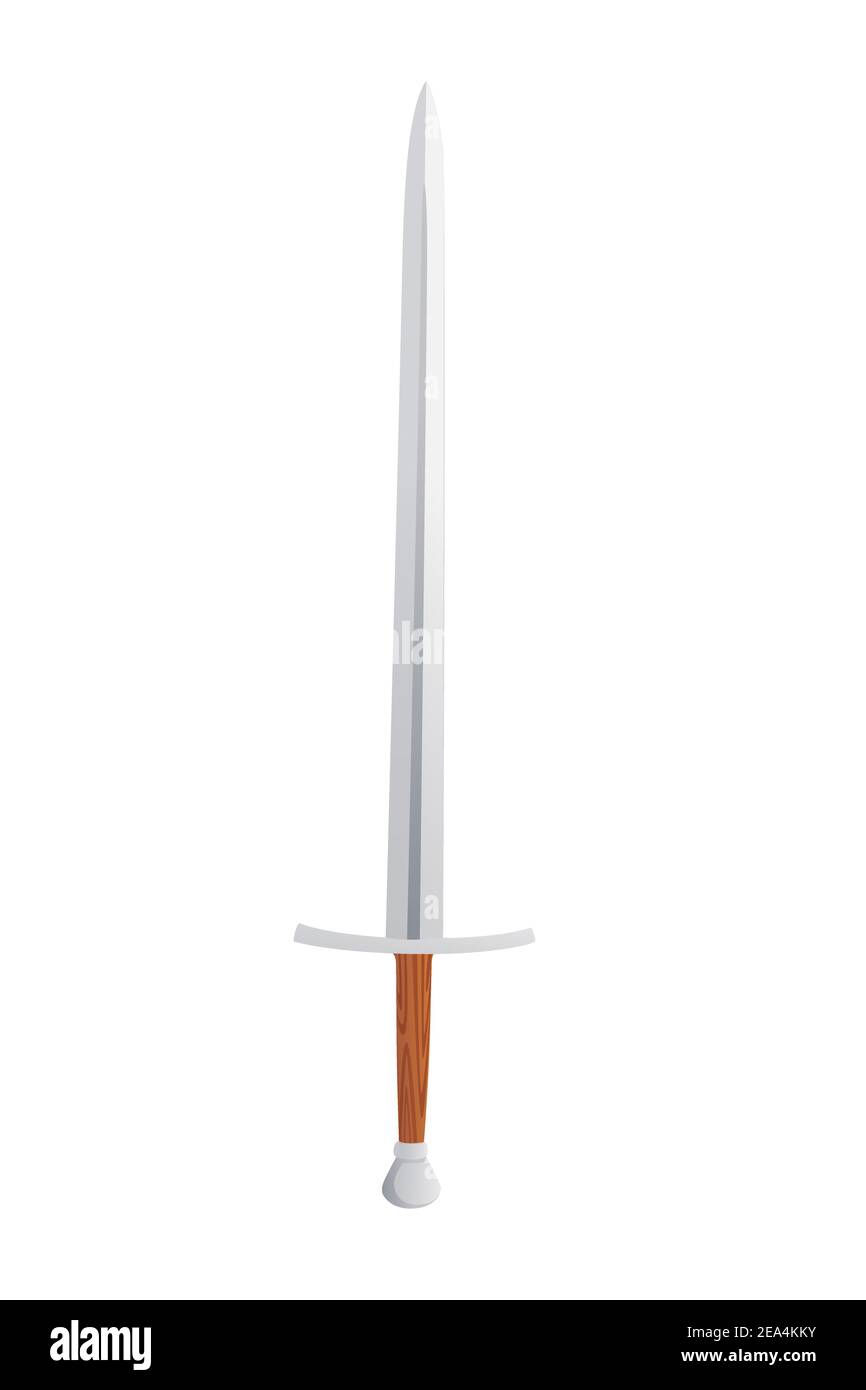 Bastard longsword with wooden handle medieval knight weapon vector ...