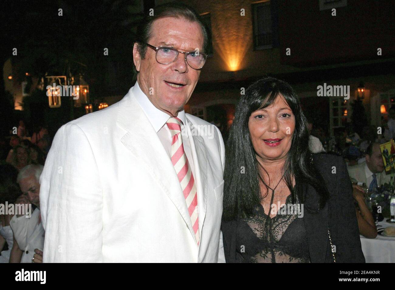 British actor Sir Roger Moore with Marie Berry (sister of French actor ...