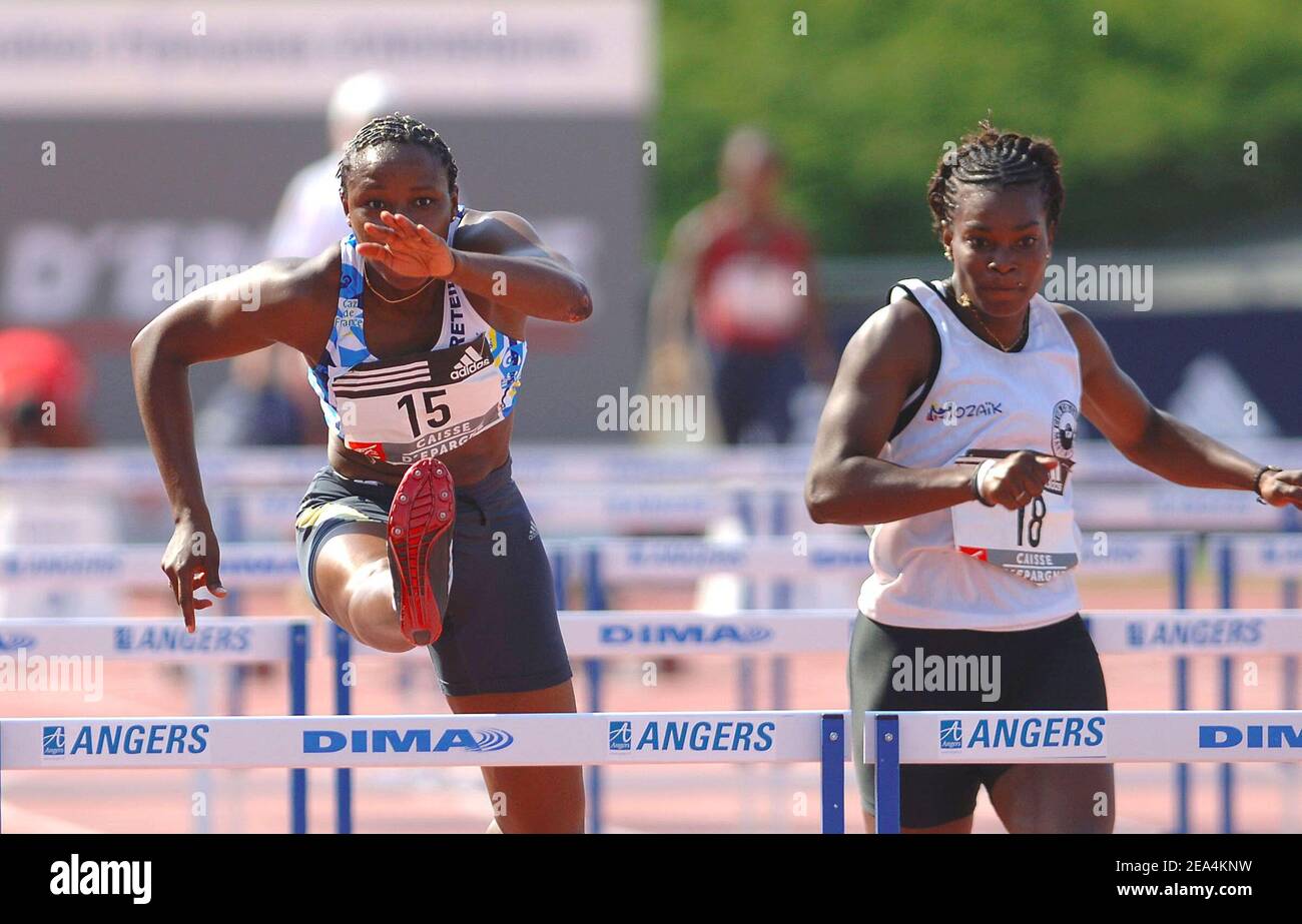 French athlete Linda Khodadin performes on 100m hurdles female finale ...