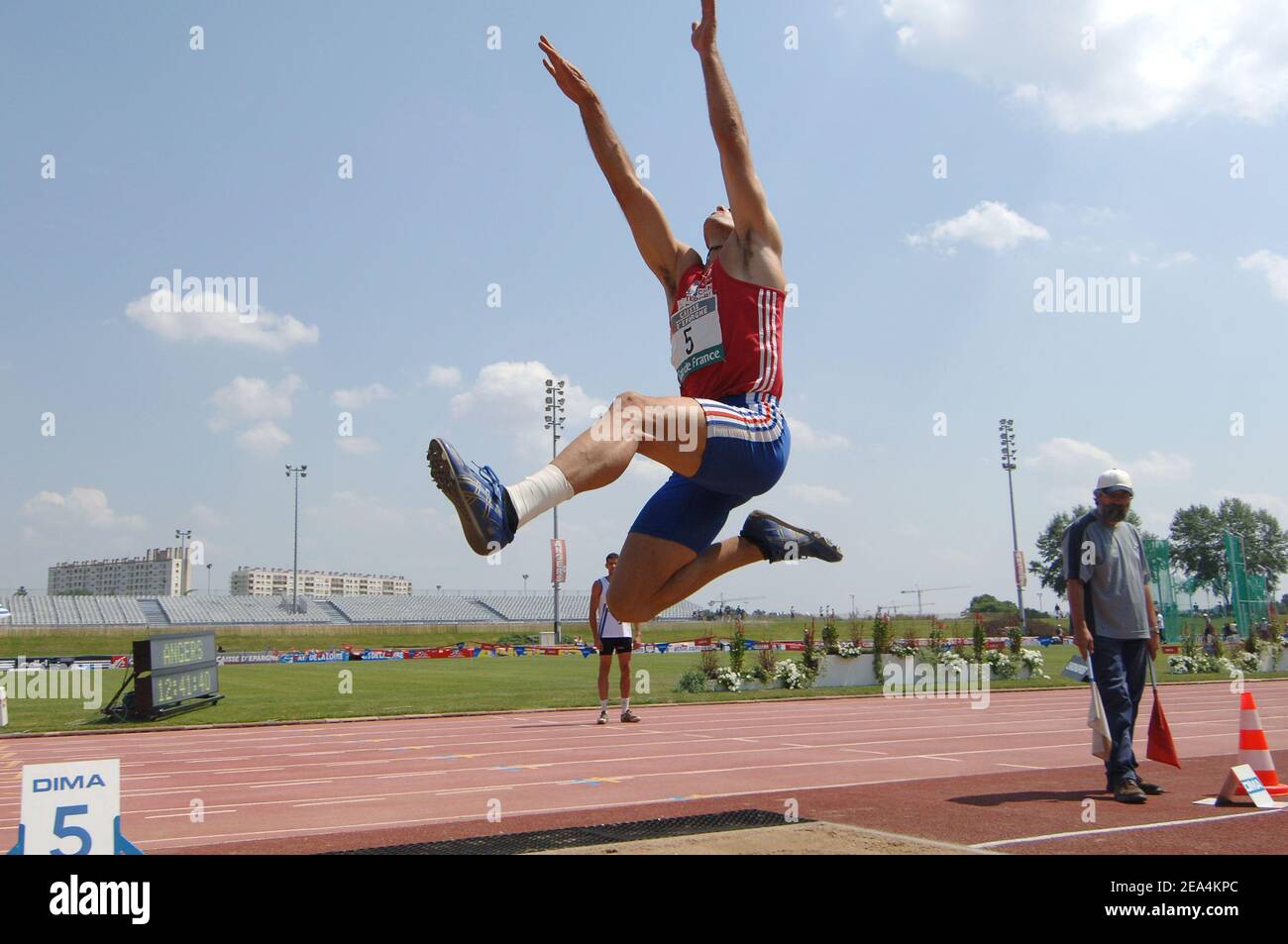 French athlete Rudy Bourguignon at the long jump of the decathlon ...