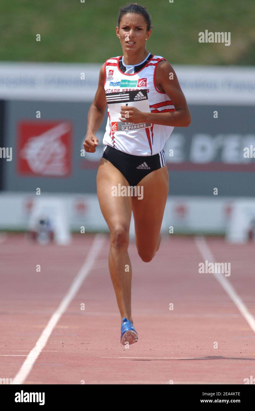 French athlete Solen Desert during 400m series at the French track and ...