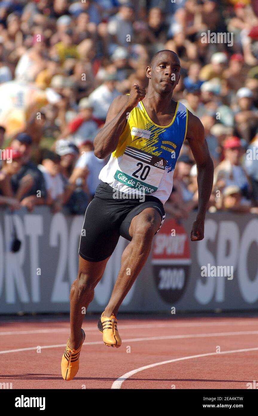 French athlete Ronald Pognon performe on 200 m men finale, during the ...
