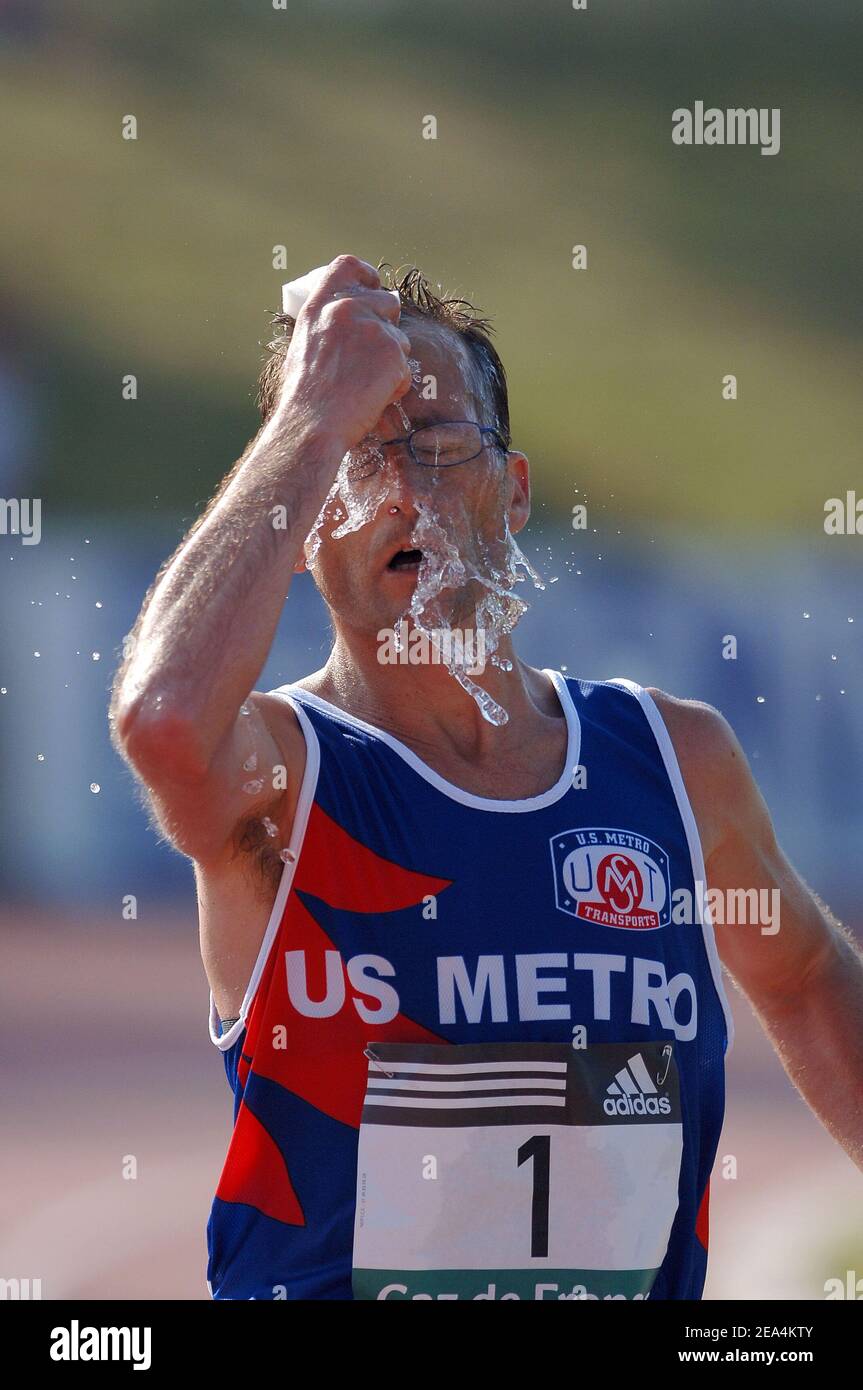 French athlete Denis Langlois performe on 20.000 m walk men finale ...
