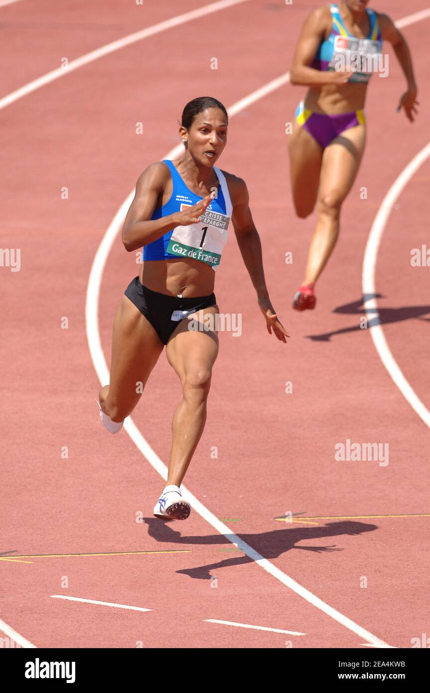 French athlete Christine Arron performe on 200 m female finale, during ...