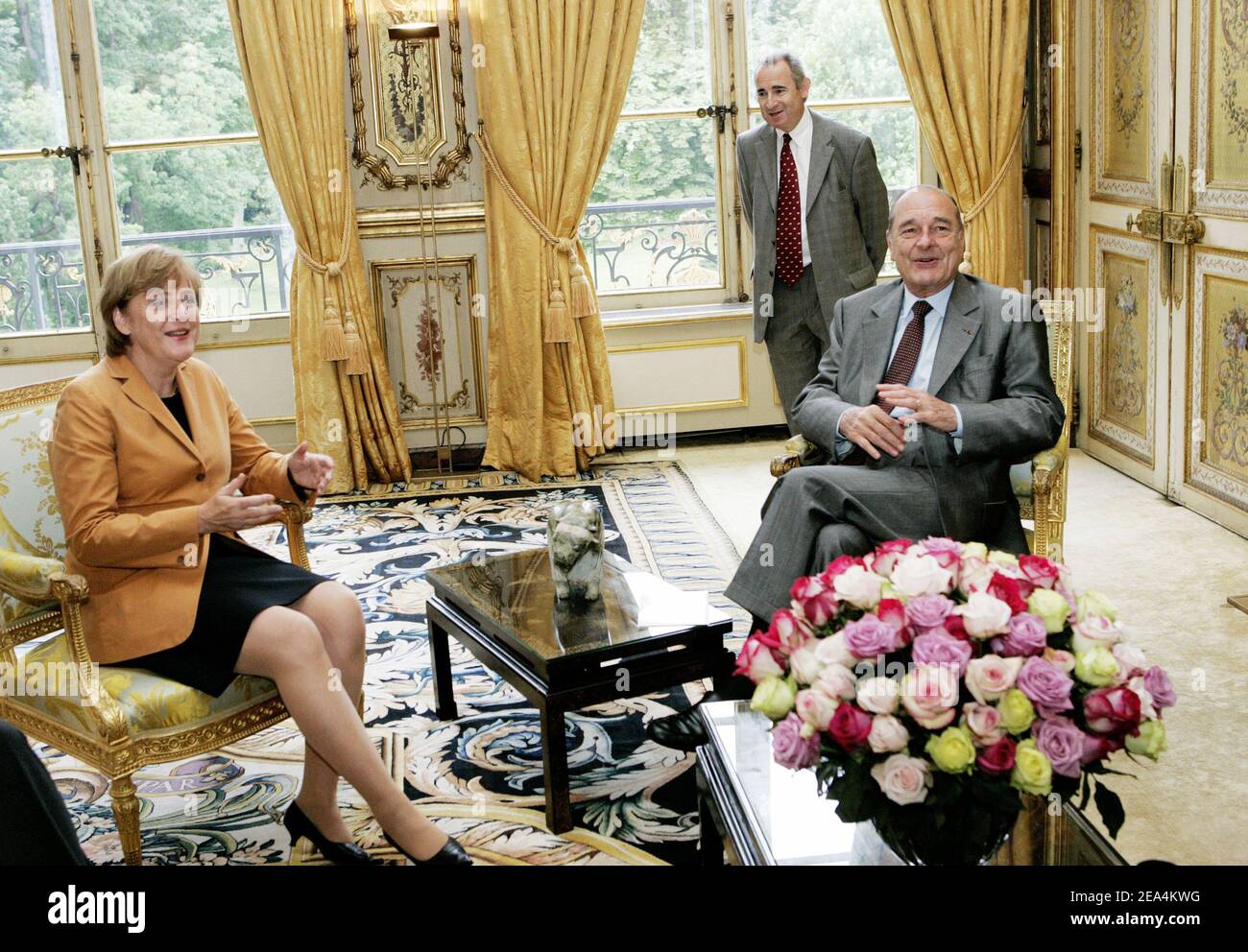 German chairwoman of CDU, Angela Merkel, meets with French President ...