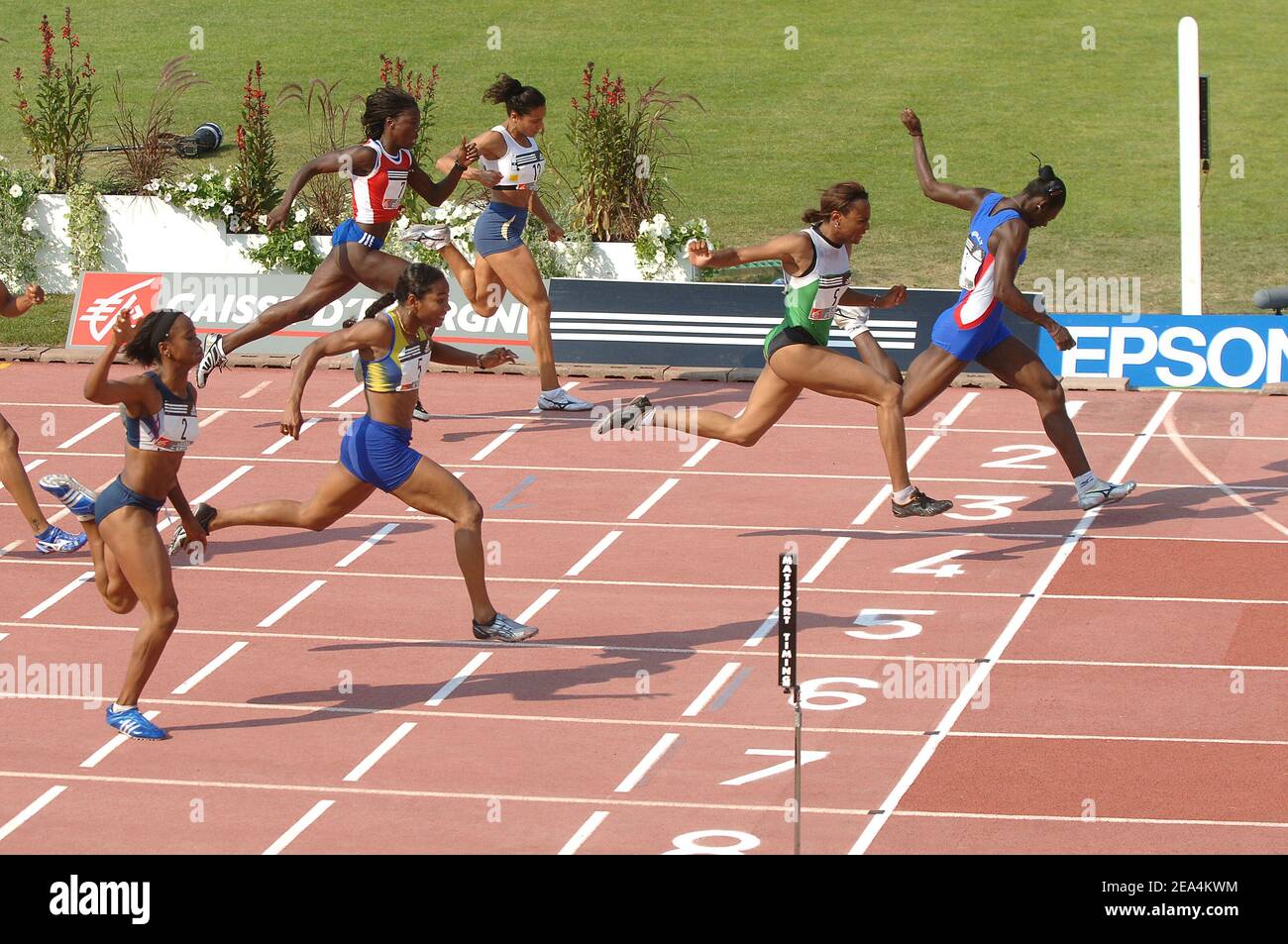 French athlete Sylvie Mballa Eloundou performes on 100m female finale ...