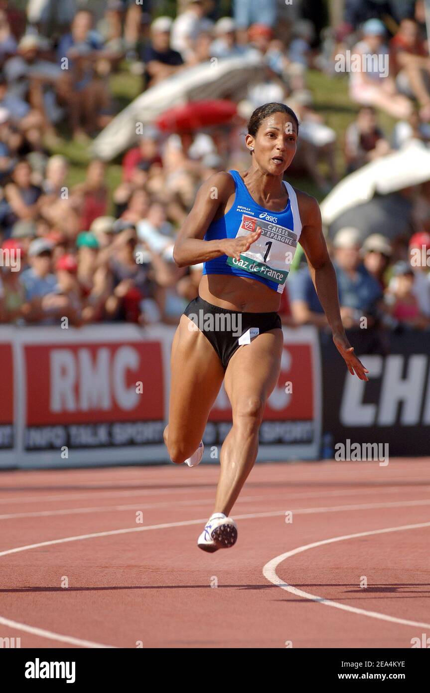 French athlete Christine Arron performe on 200 m female finale, during ...