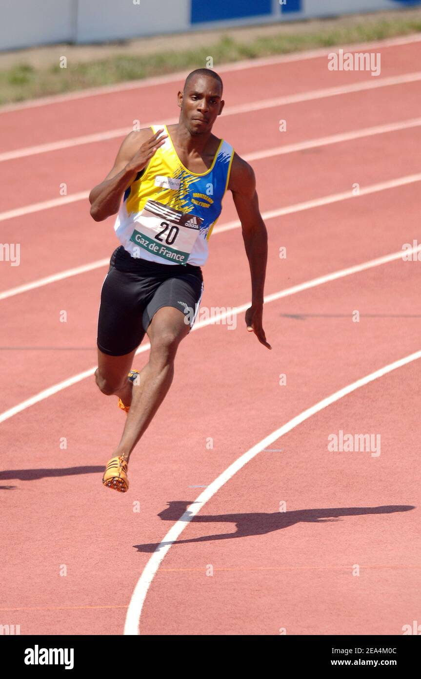 French athlete Ronald Pognon performe on 200 m men finale, during the ...