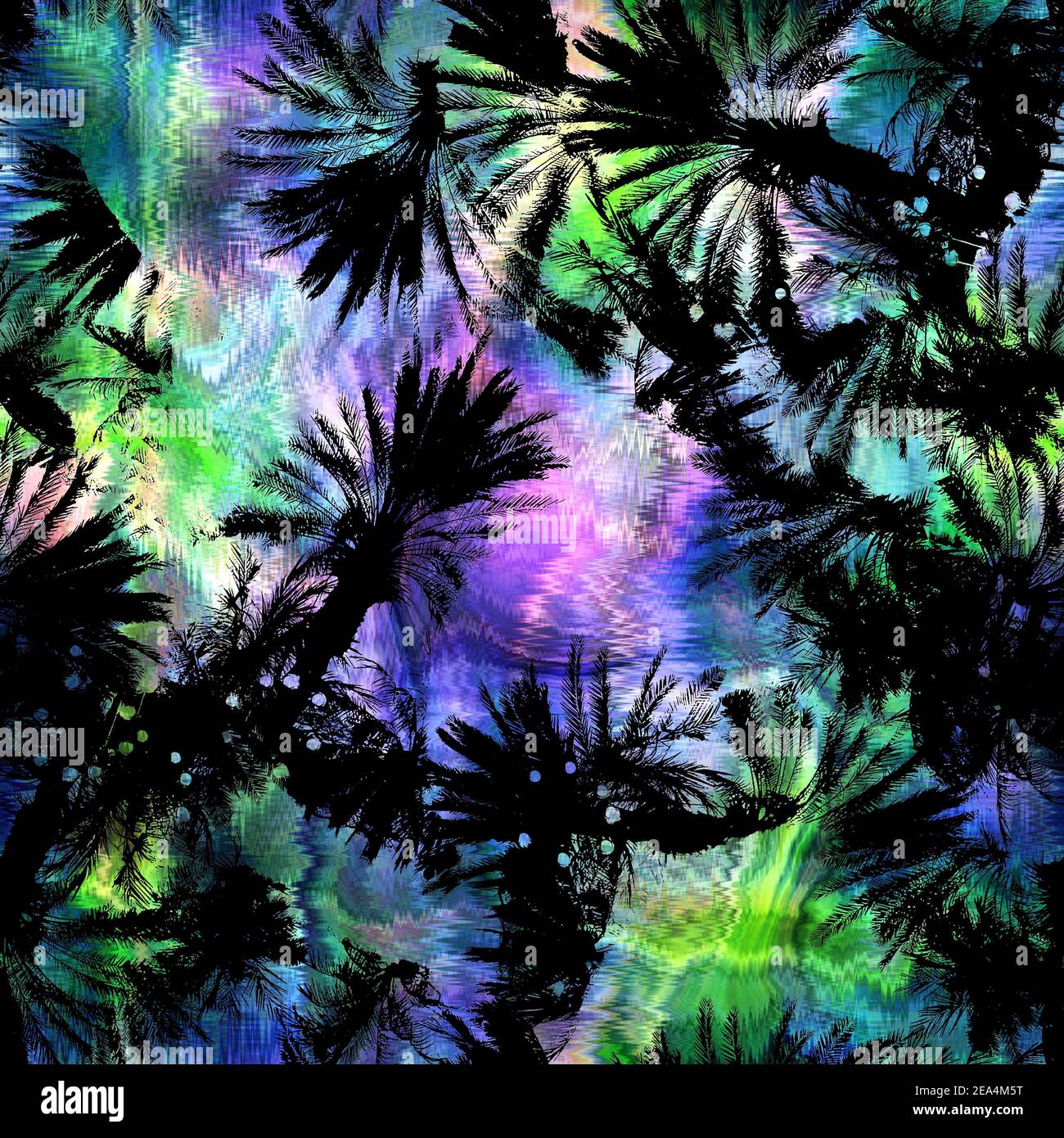 Seamless abstract color blobs with tropical overlay Stock Photo - Alamy