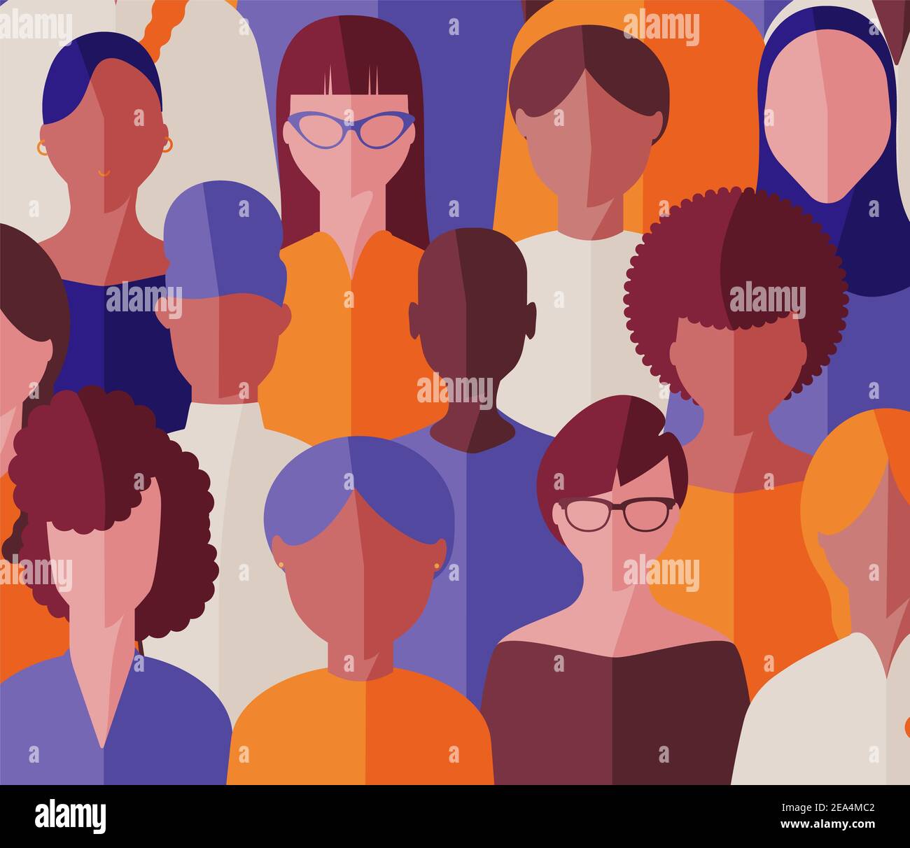 An illustration with pattern women of different ethnicities and ...