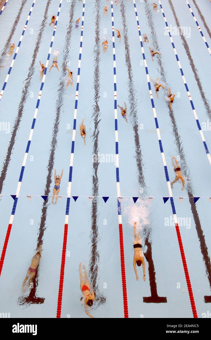 View of above of the warm-up pool during the XI FINA World ...