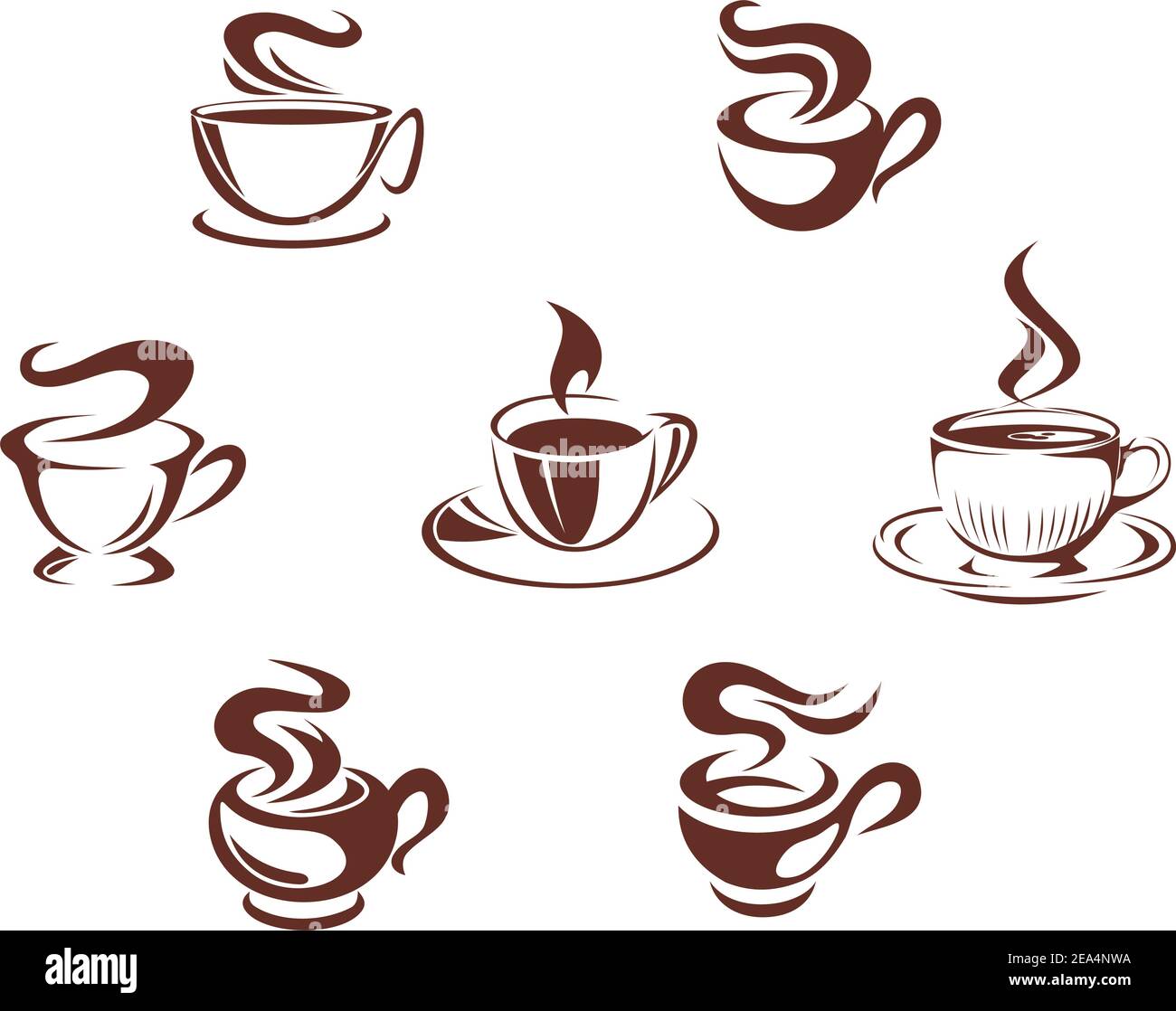 Coffee cups and mugs symbols isolated on white background Stock Vector ...