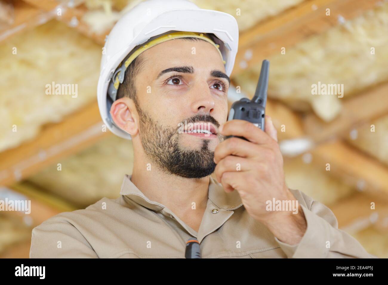 Using walkie talkie on site hi-res stock photography and images - Alamy