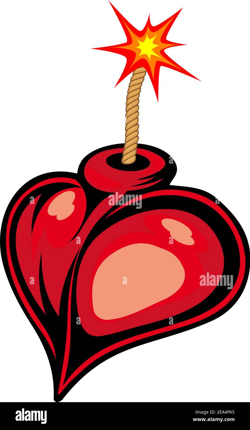 Cartoon heart bomb isolated on white background Stock Vector Image ...