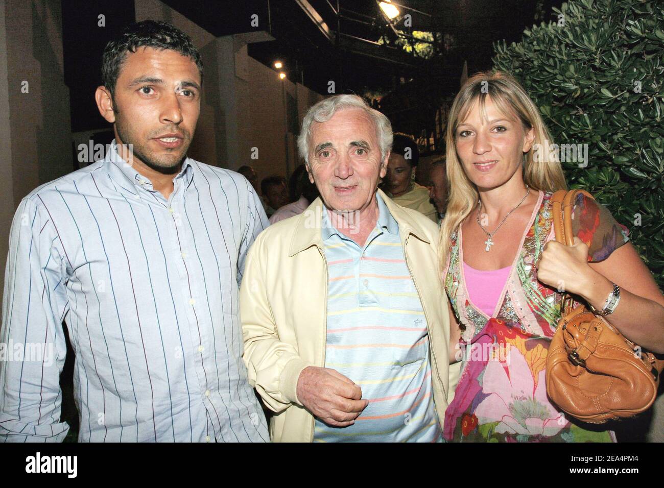 French singer Charles Aznavour, his daughter Katia and her husband ...