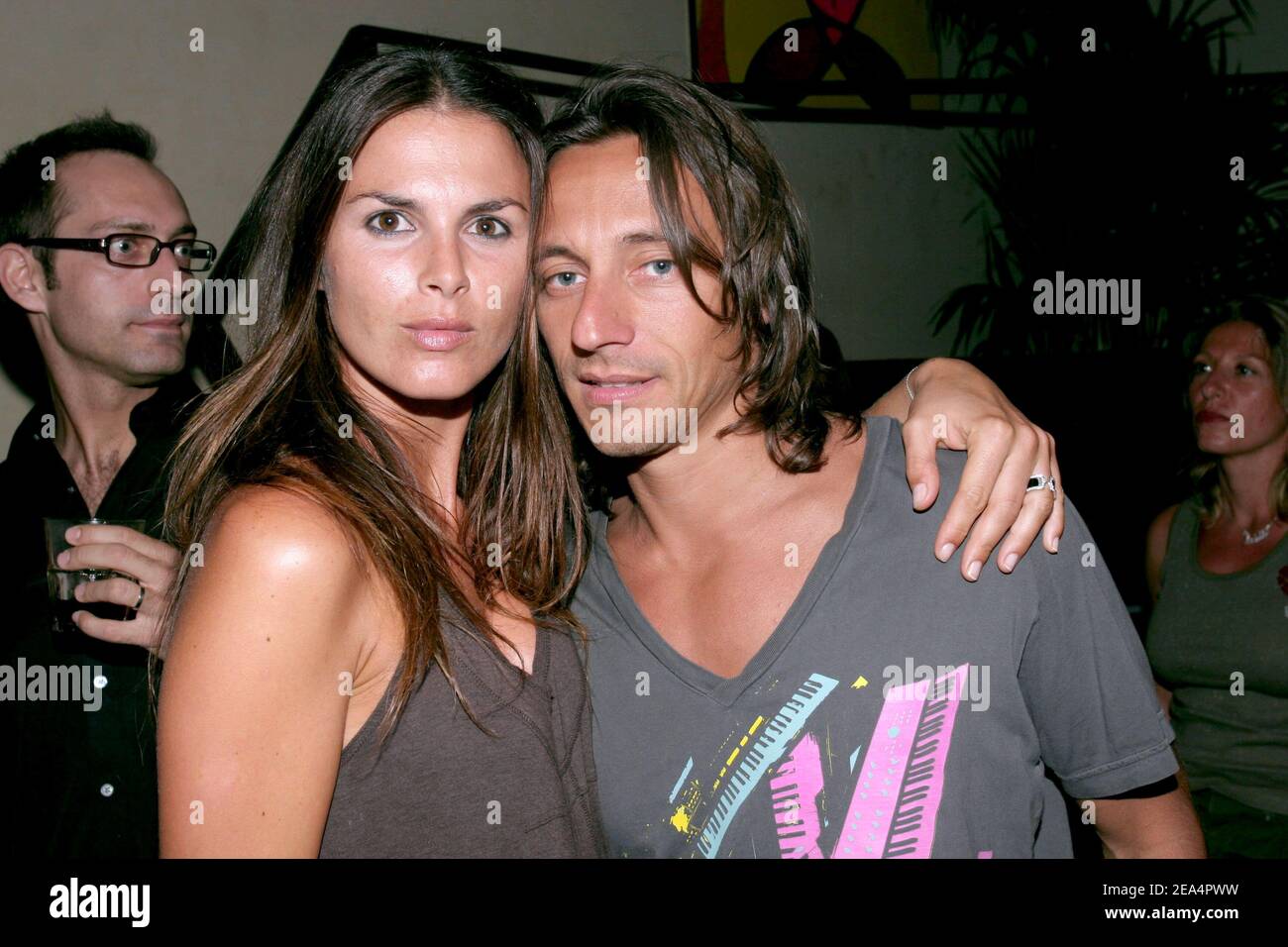 French star DJ Bob Sinclar poses with his wife before mixing at ...