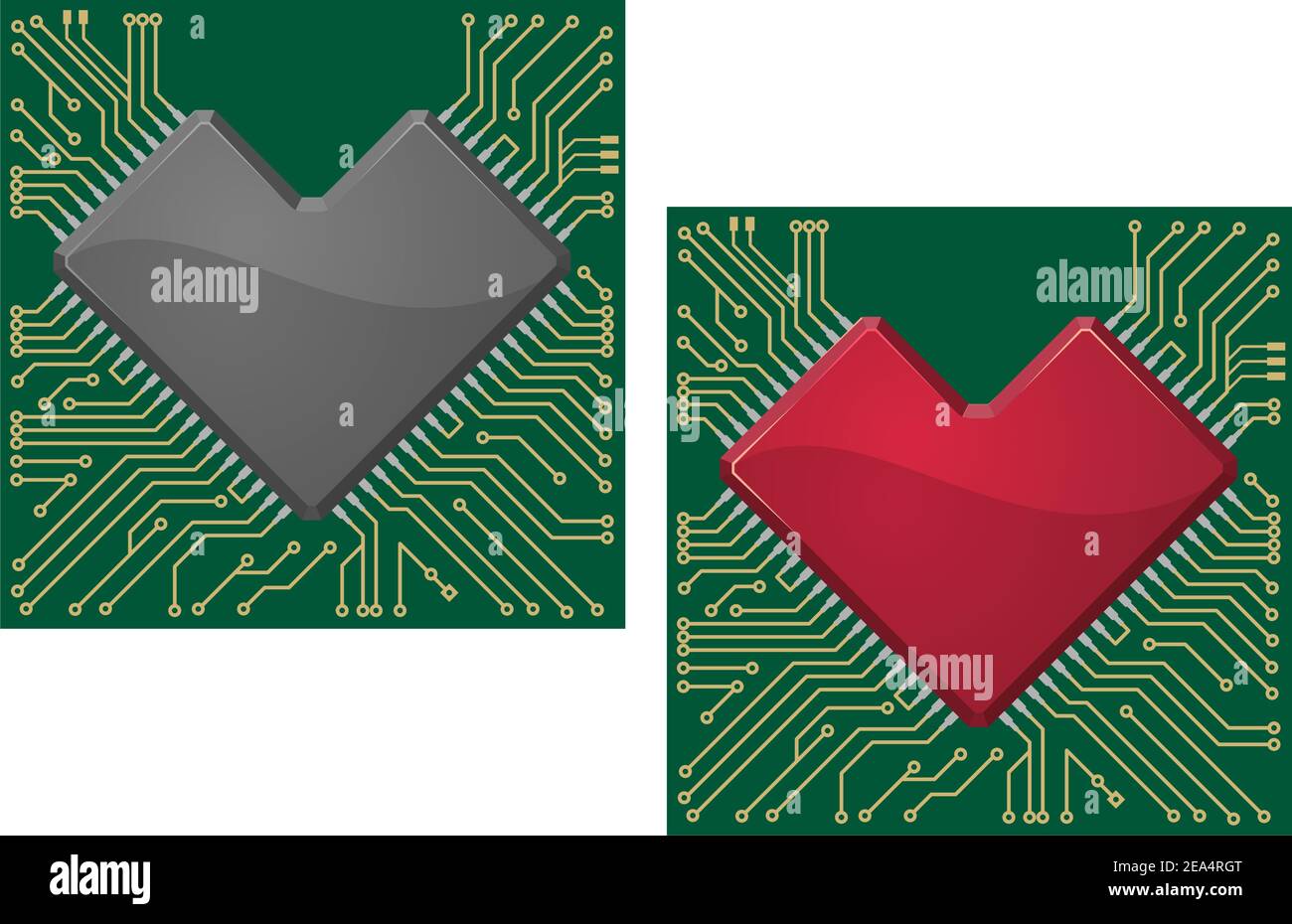Motherboard heart chip on microcircuit background for technology ...
