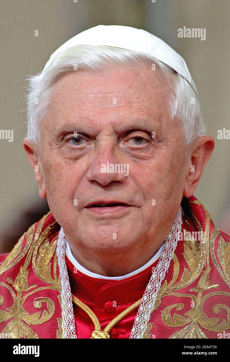Pope Benedict XVI during a celebration on August 19, 2005 in Cologne ...