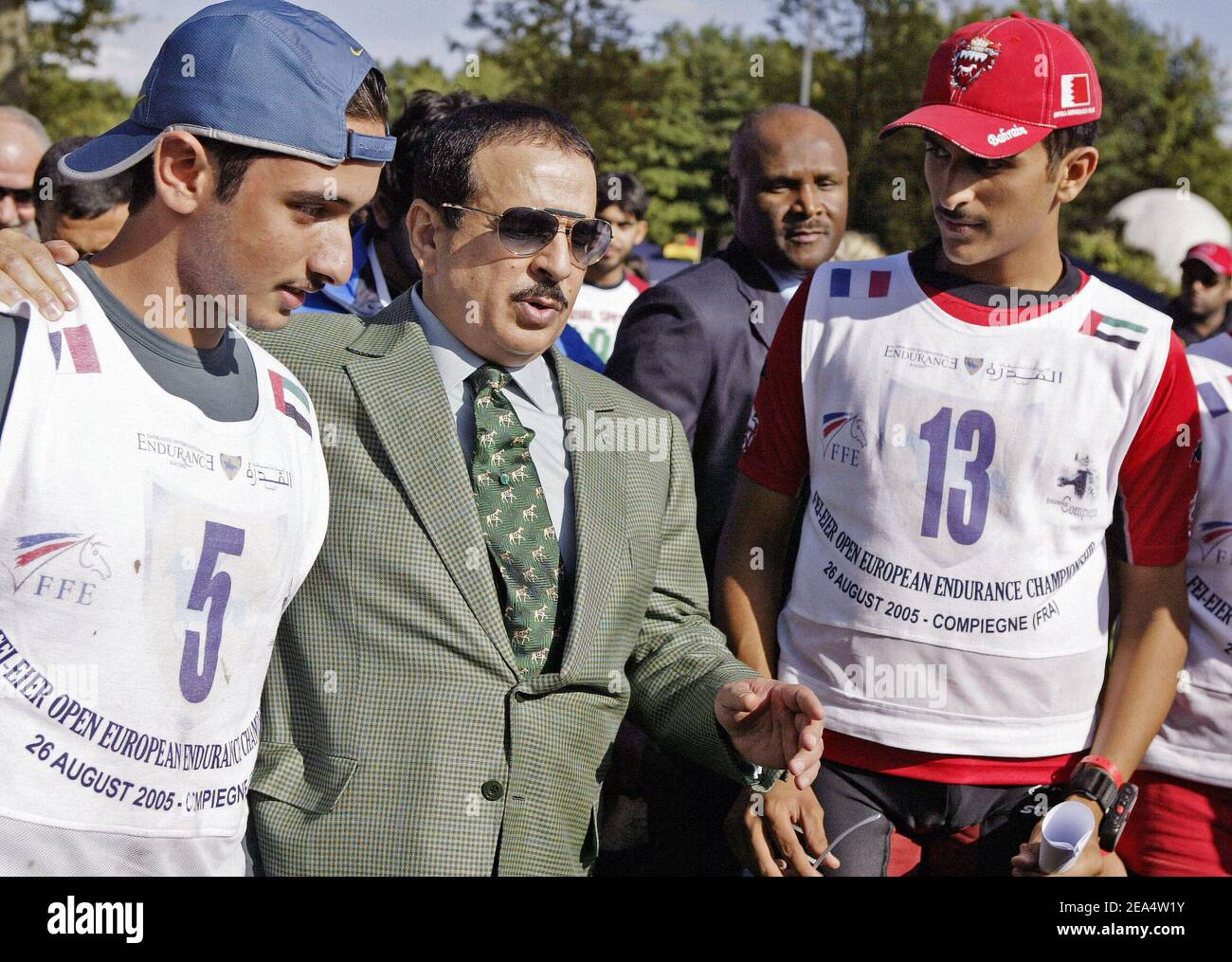 King of Bahrein Sheikh Hamad Bin Isa Al Khalifa with Majid (l), son of ...