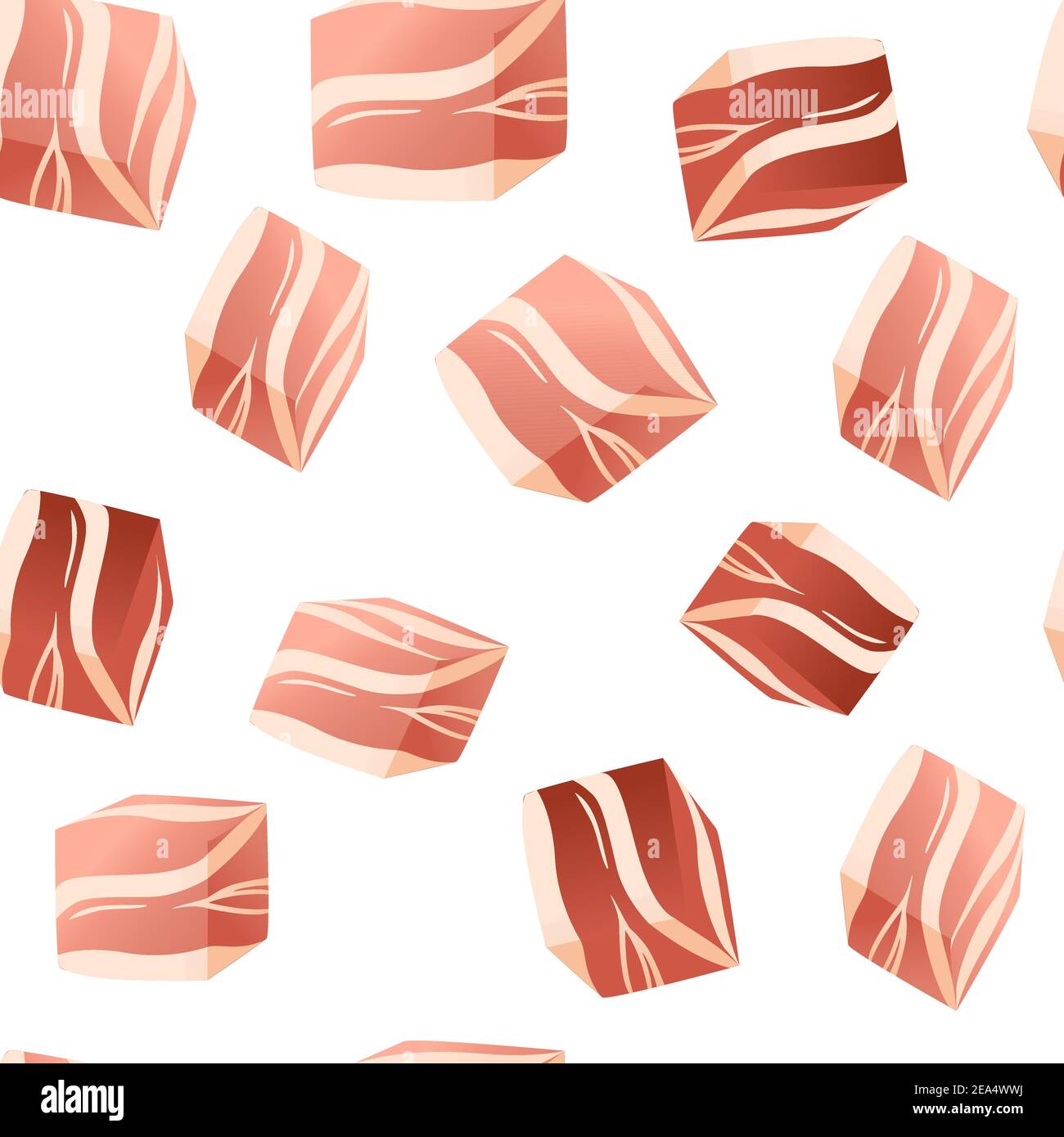 Seamless pattern of sliced piece of bacon vector illustration on white ...