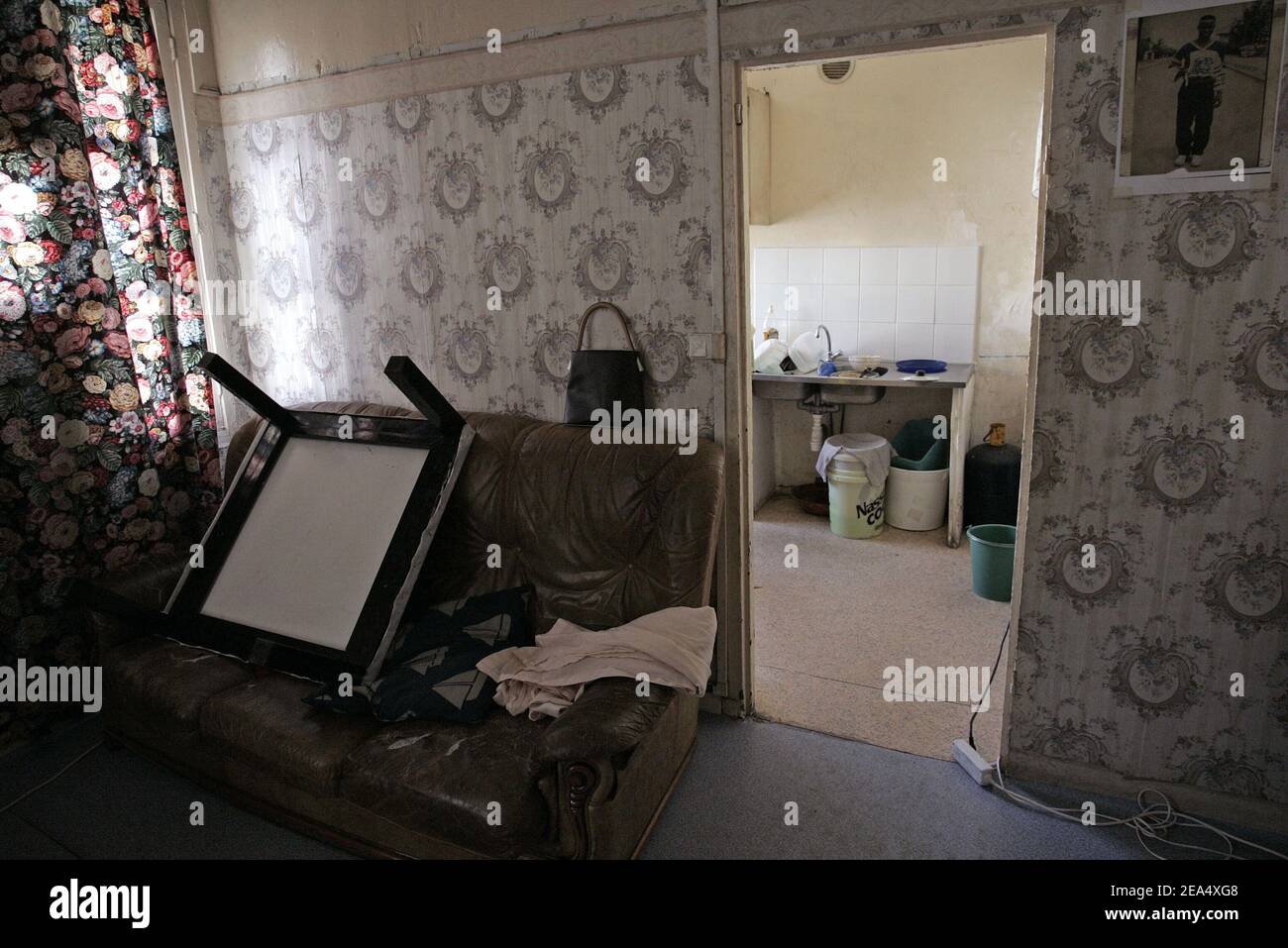 Inside view of a rundown building housing African immigrants in Paris ...