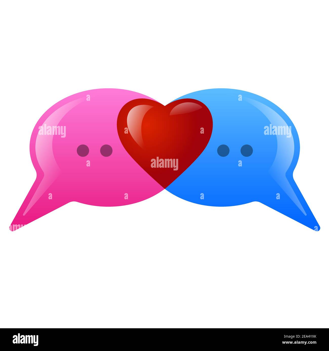 illustration of the love and romance chat sign and symbol in a glossy ...
