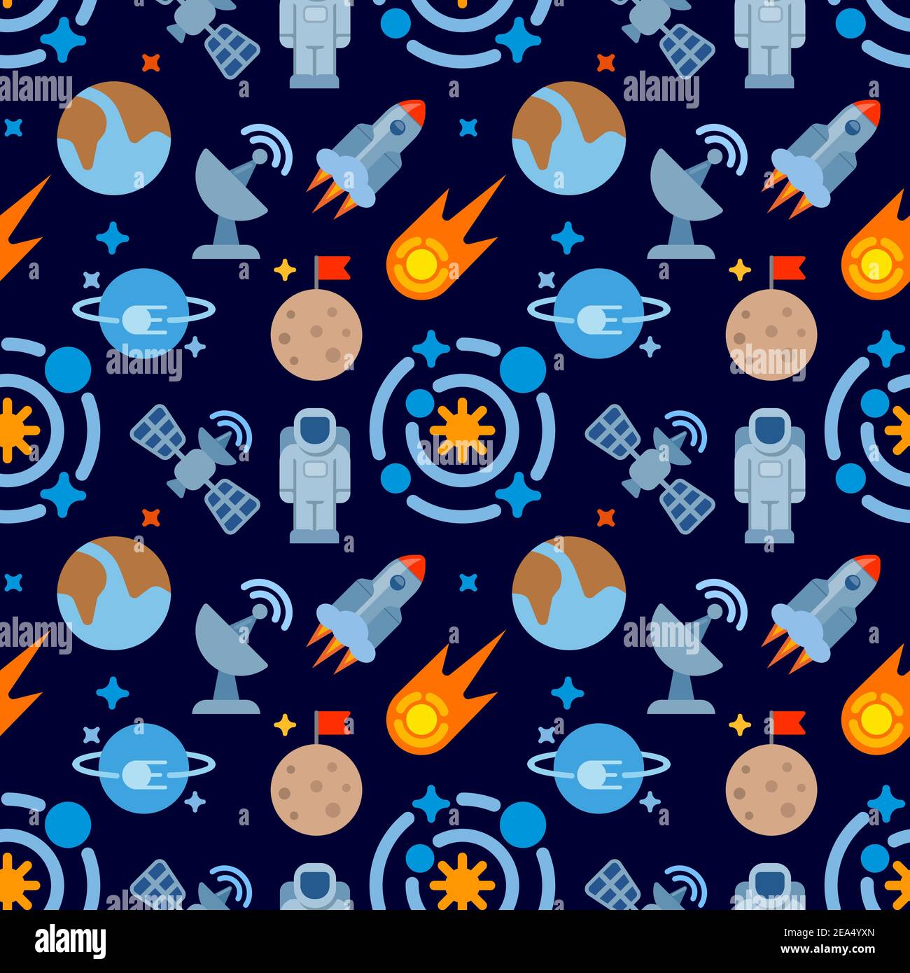 Illustration of the space symbols colorful seamless pattern background ...