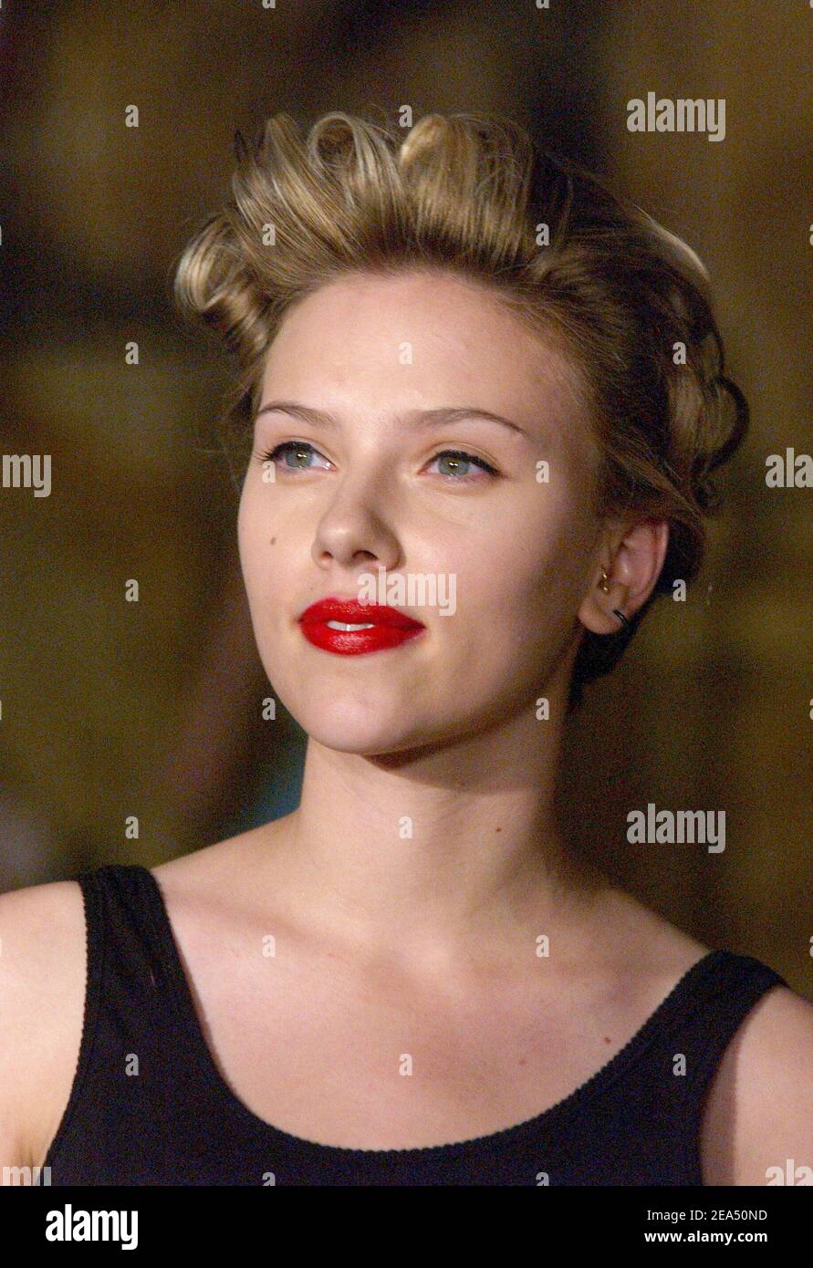 "Actress Scarlett Johansson models a creation by designer Tara Subkoff ...
