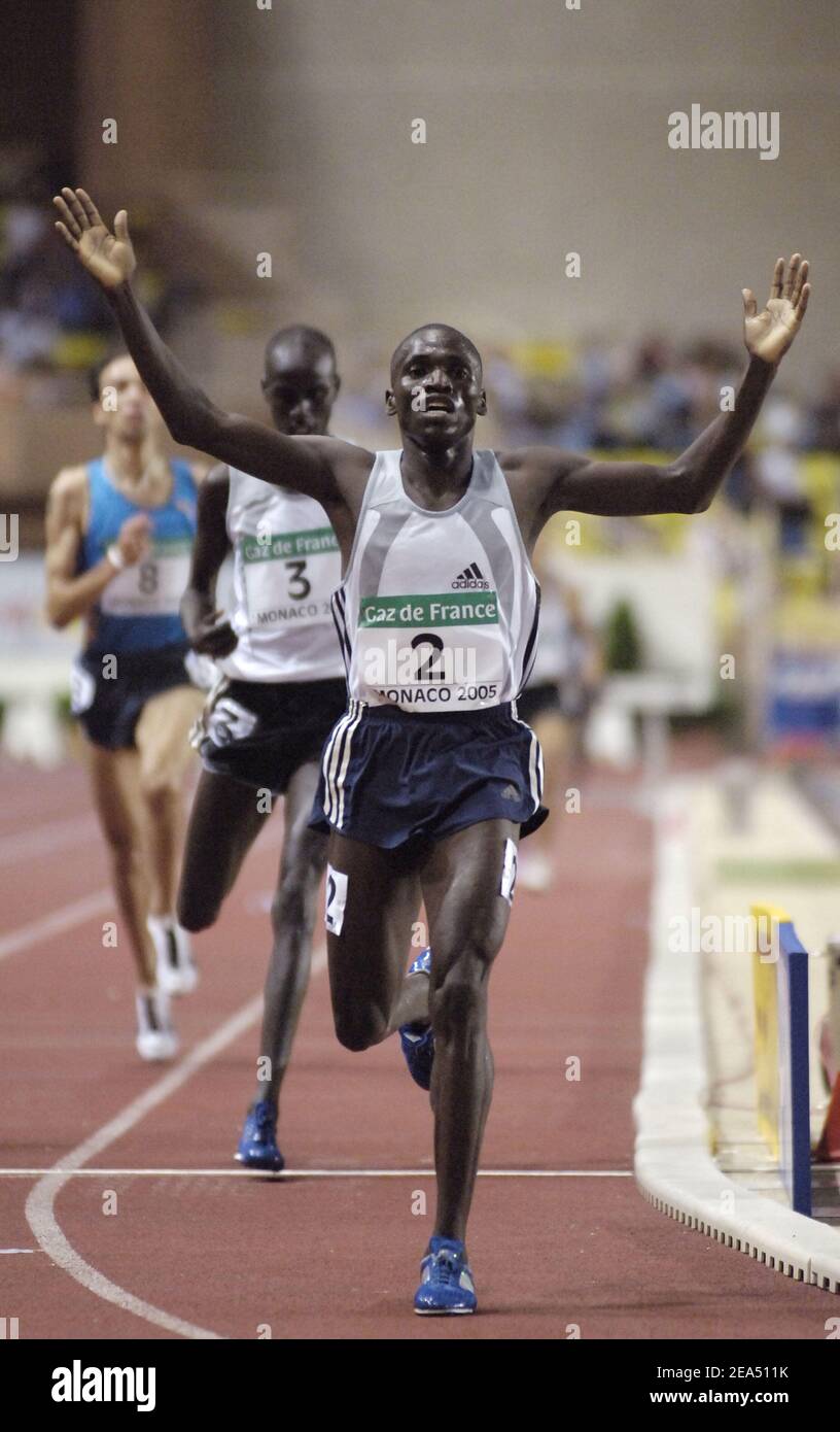 Paul Kipsiele Koech of Kenya takes the first place on men's 3000 m ...