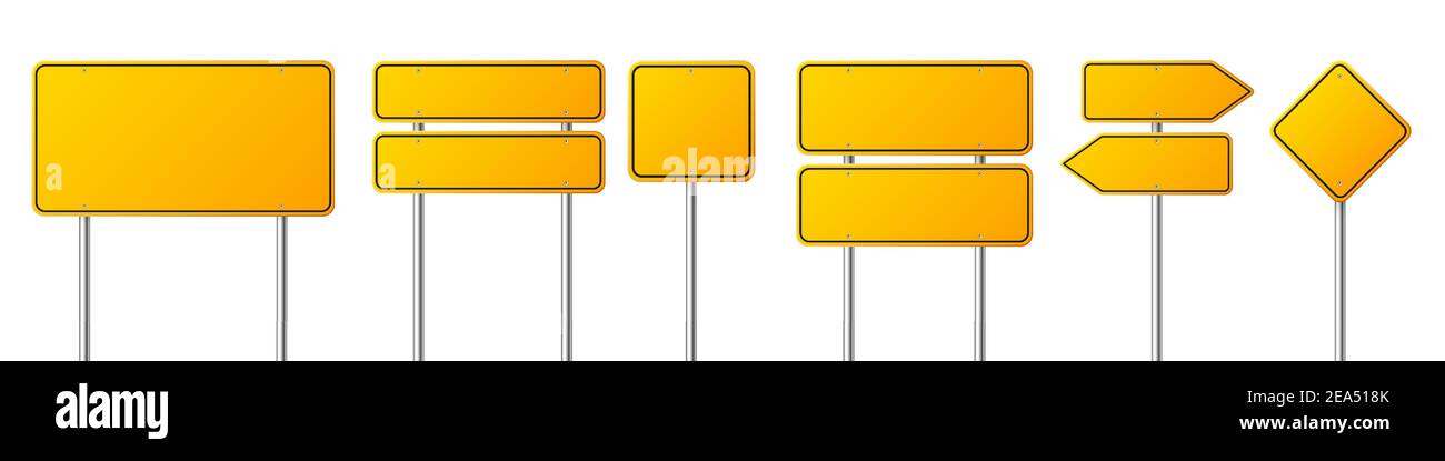 Road traffic signs set. Blank board with place for text. Mockup ...