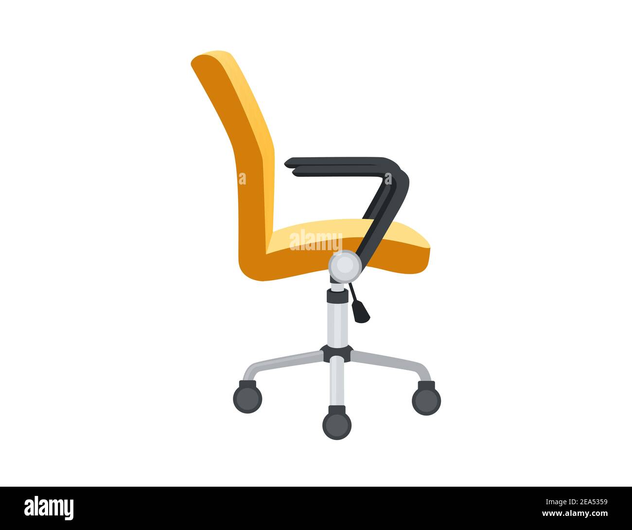 Modern office chair on the wheels yellow color vector illustration on ...