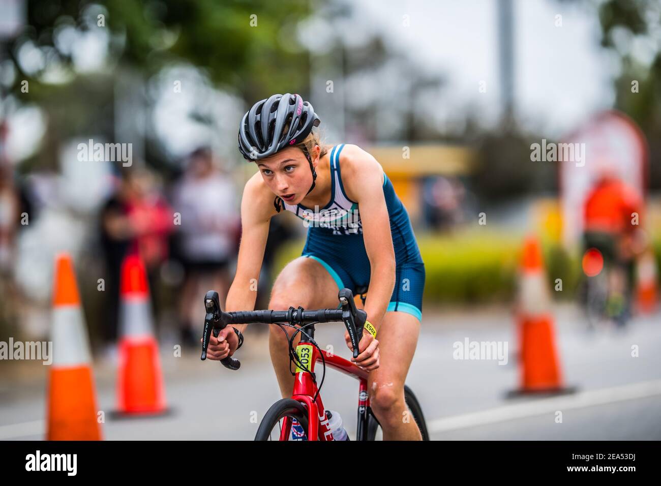 Junior Elite, Skye Wallace in a bike race during the 2XU Triathlon ...