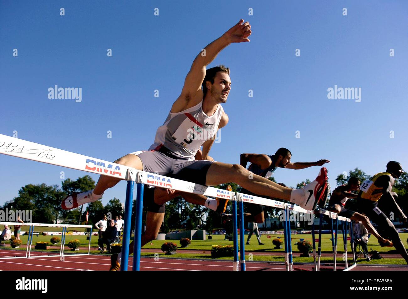 Kristjan Rahnu of Estonia competes on men's 100 m hurdles of decathlon ...