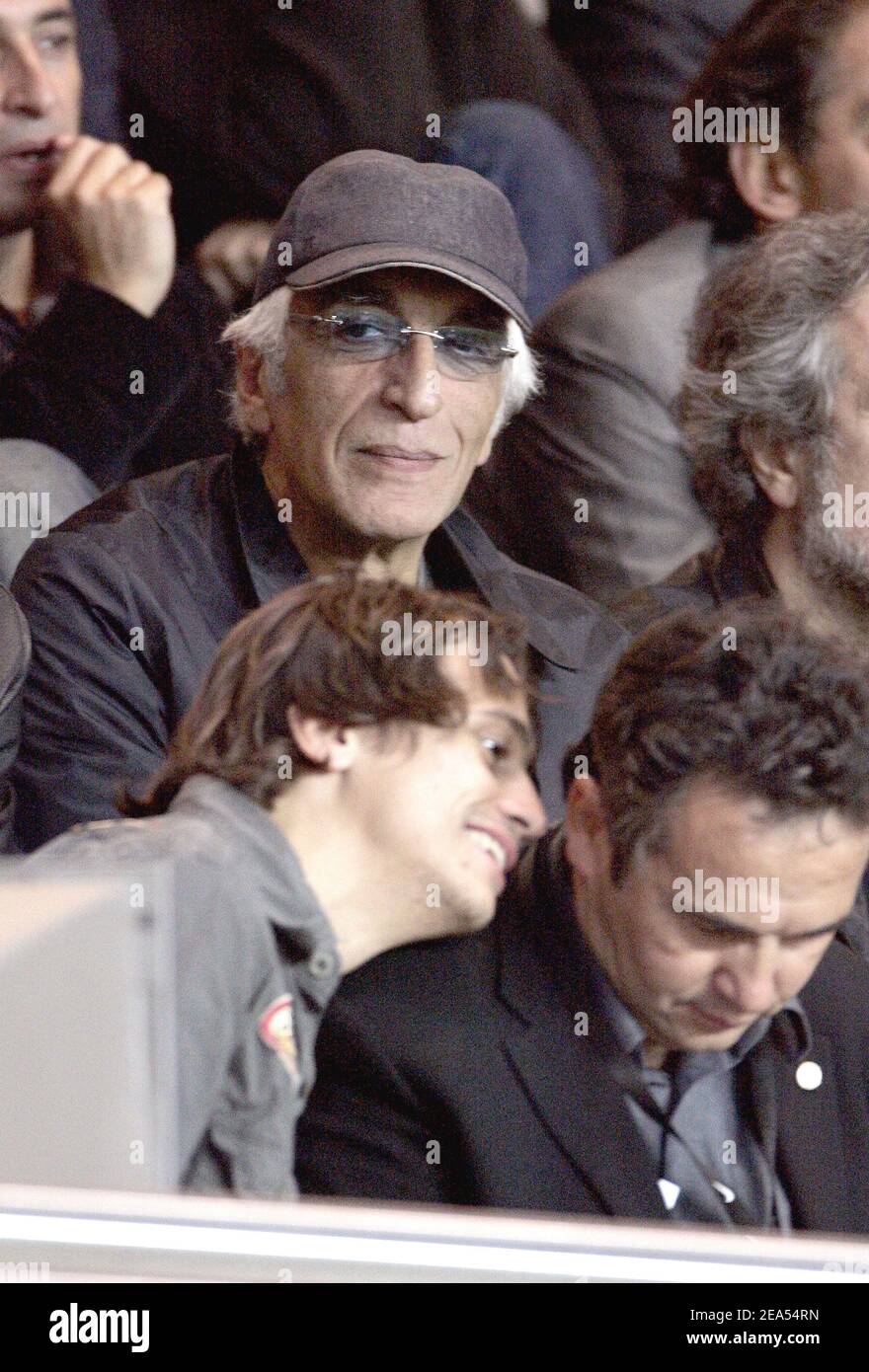 French actor Gerard Darmon watches soccer match of French championship ...