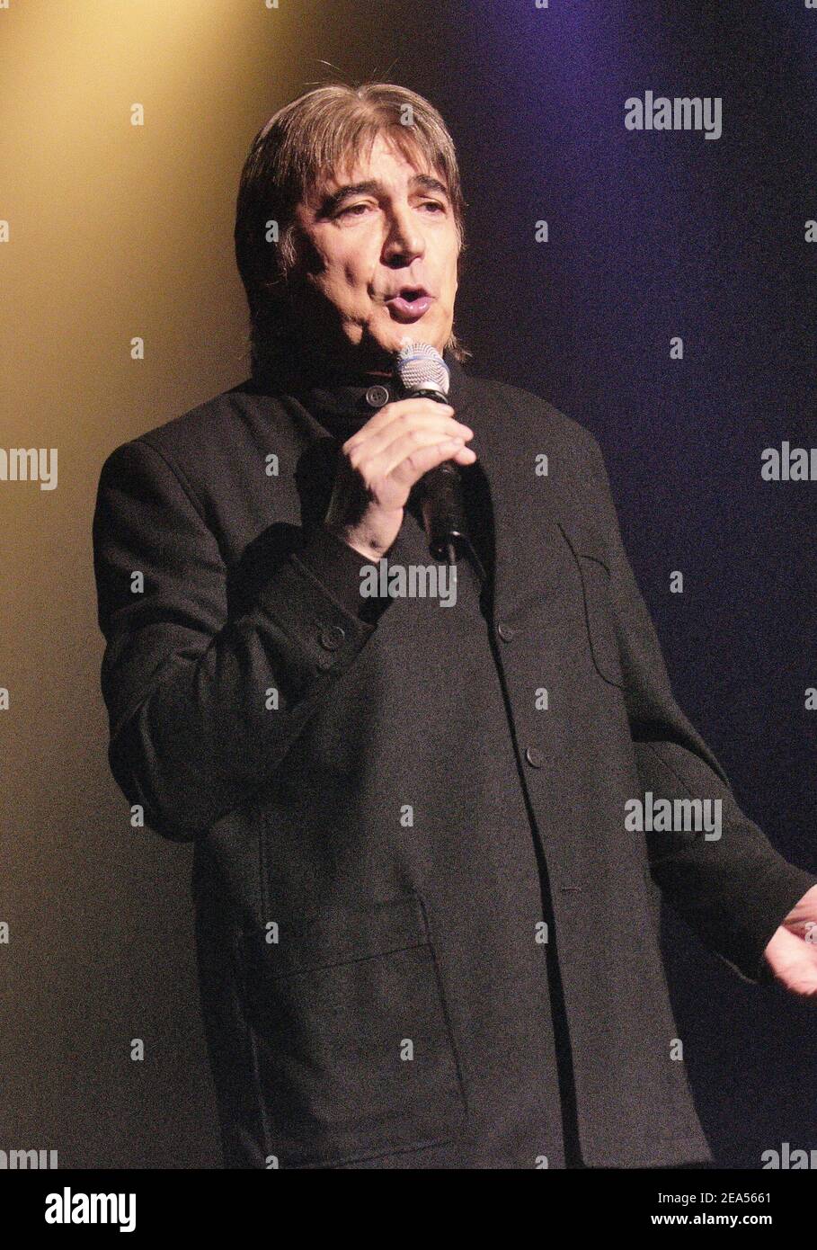 French singer Serge Lama performs live at the Marigny Theatre in Paris ...