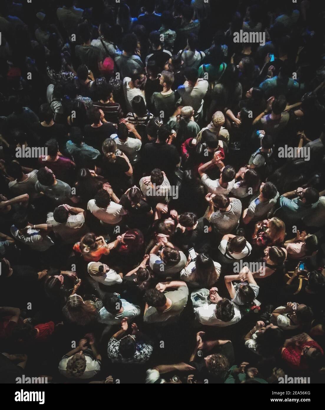 A vertical top view of a crowd of people Stock Photo - Alamy