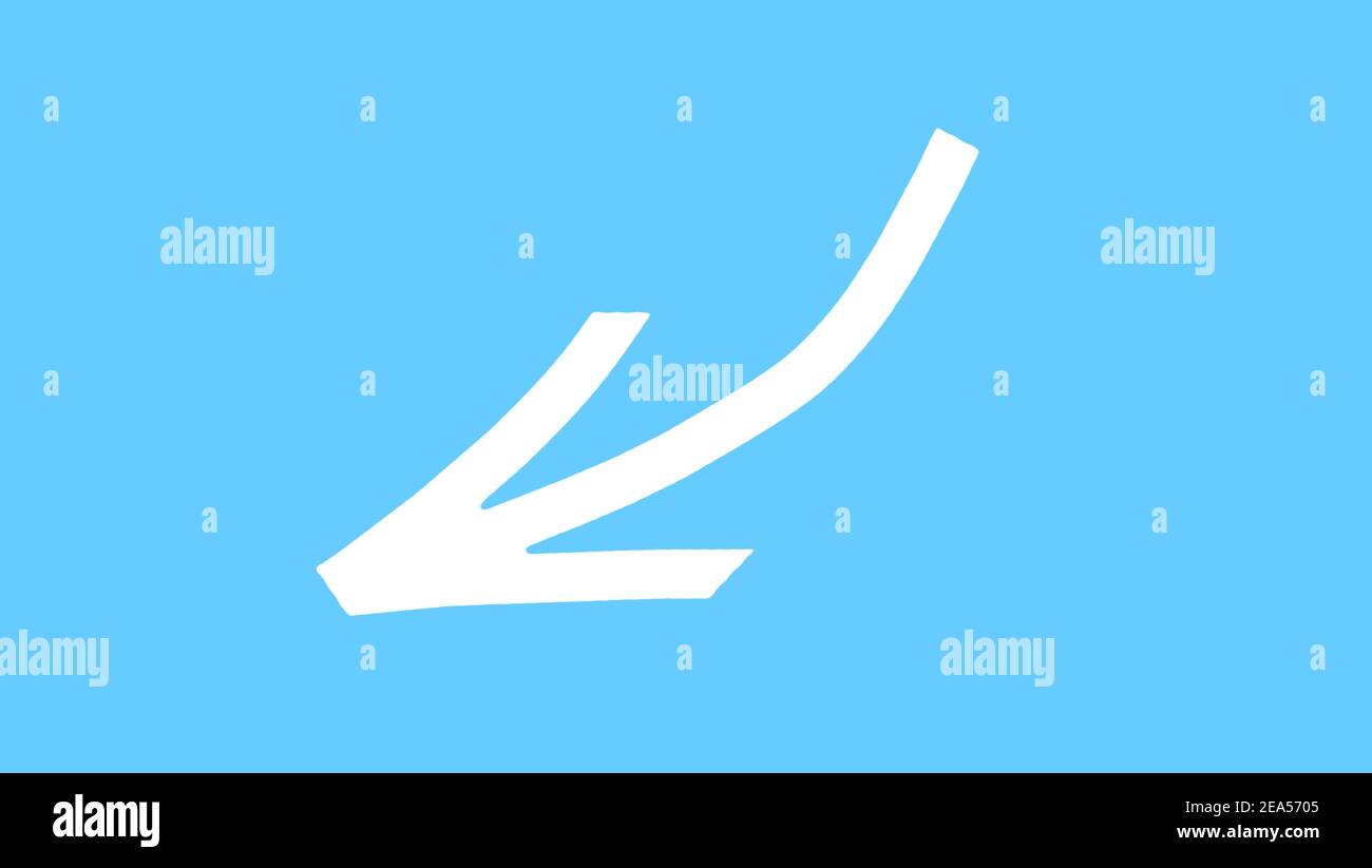 White arrow on a light blue background, an arrowhead pointer, a sign ...