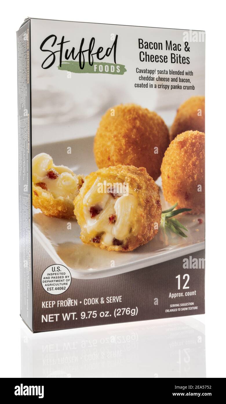 Winneconne, WI -30 January 2021: A package of Stuffed foods bacon mac ...