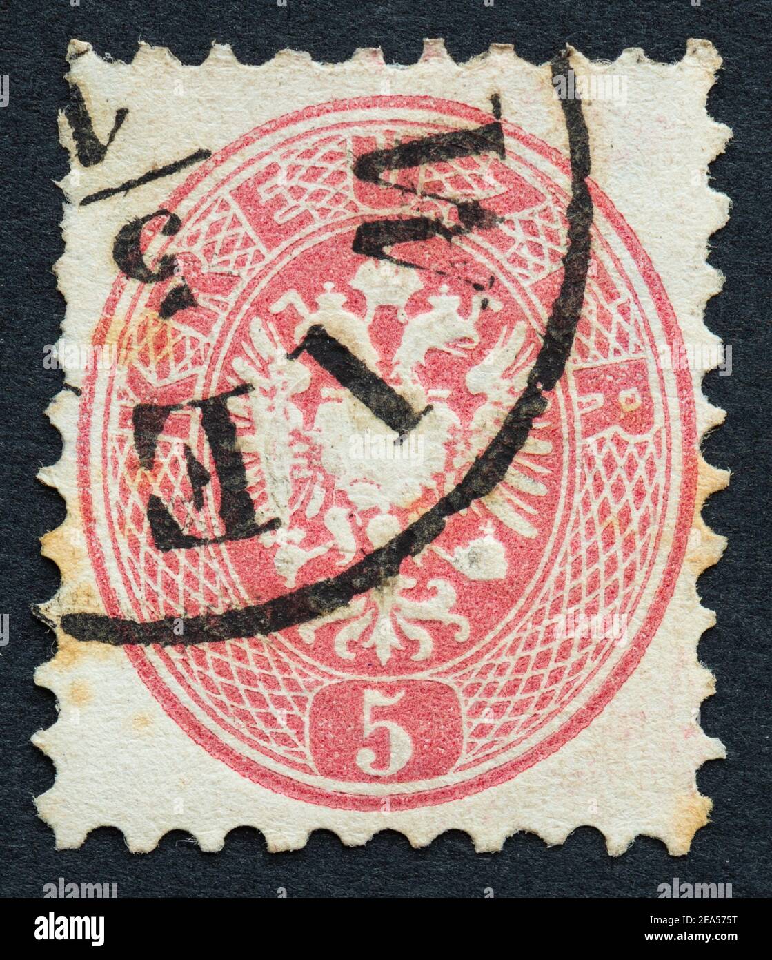 Austrian Coat of Arms postage stamp 5 Kreuzer 1863 Stock Photo - Alamy