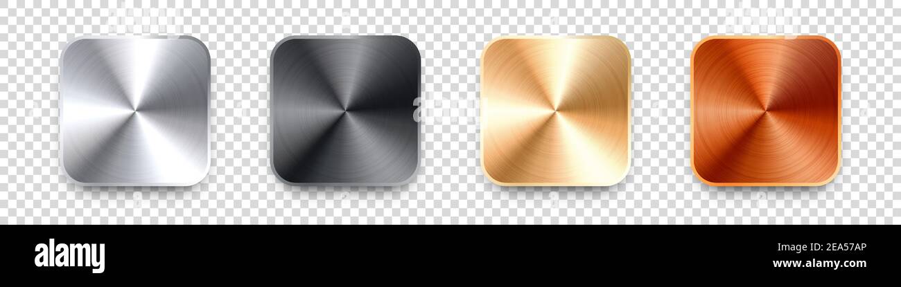 Realistic square metal chrome button. Steel volume control knob ...