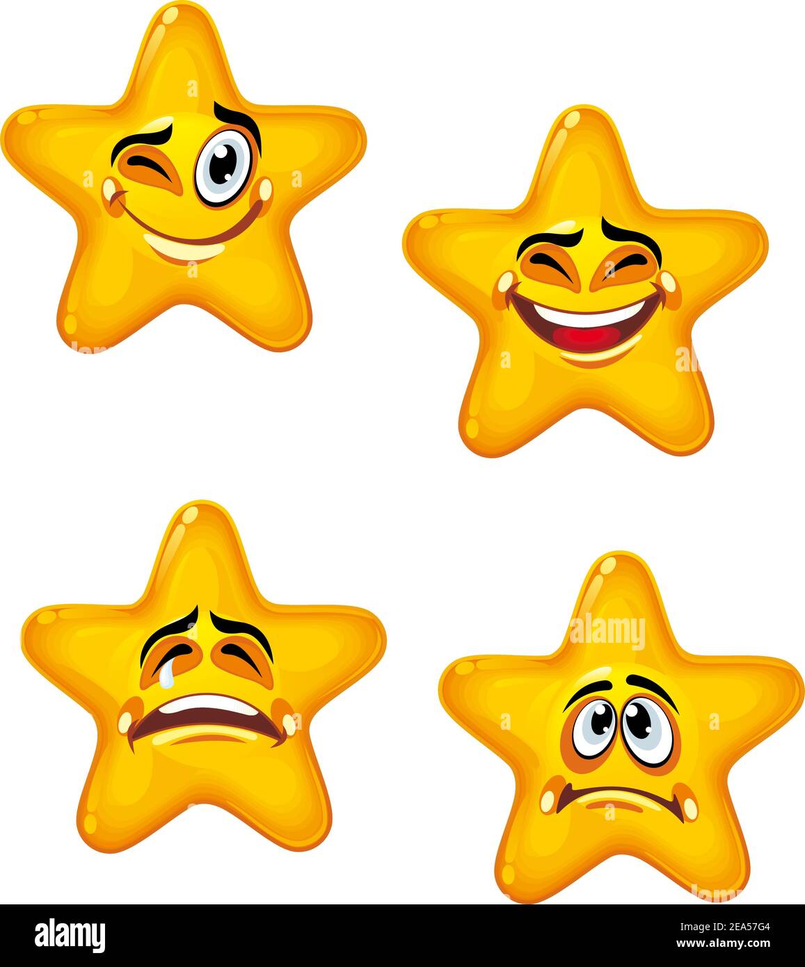 Set of glossy cartoon stars with different emotions Stock Vector Image ...
