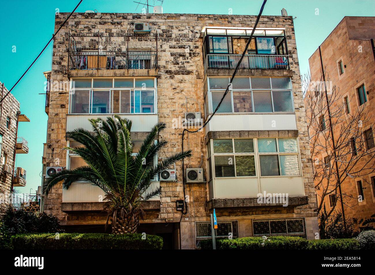 Jerusalem Israel December 13, 2019 View of the facade of a modern ...