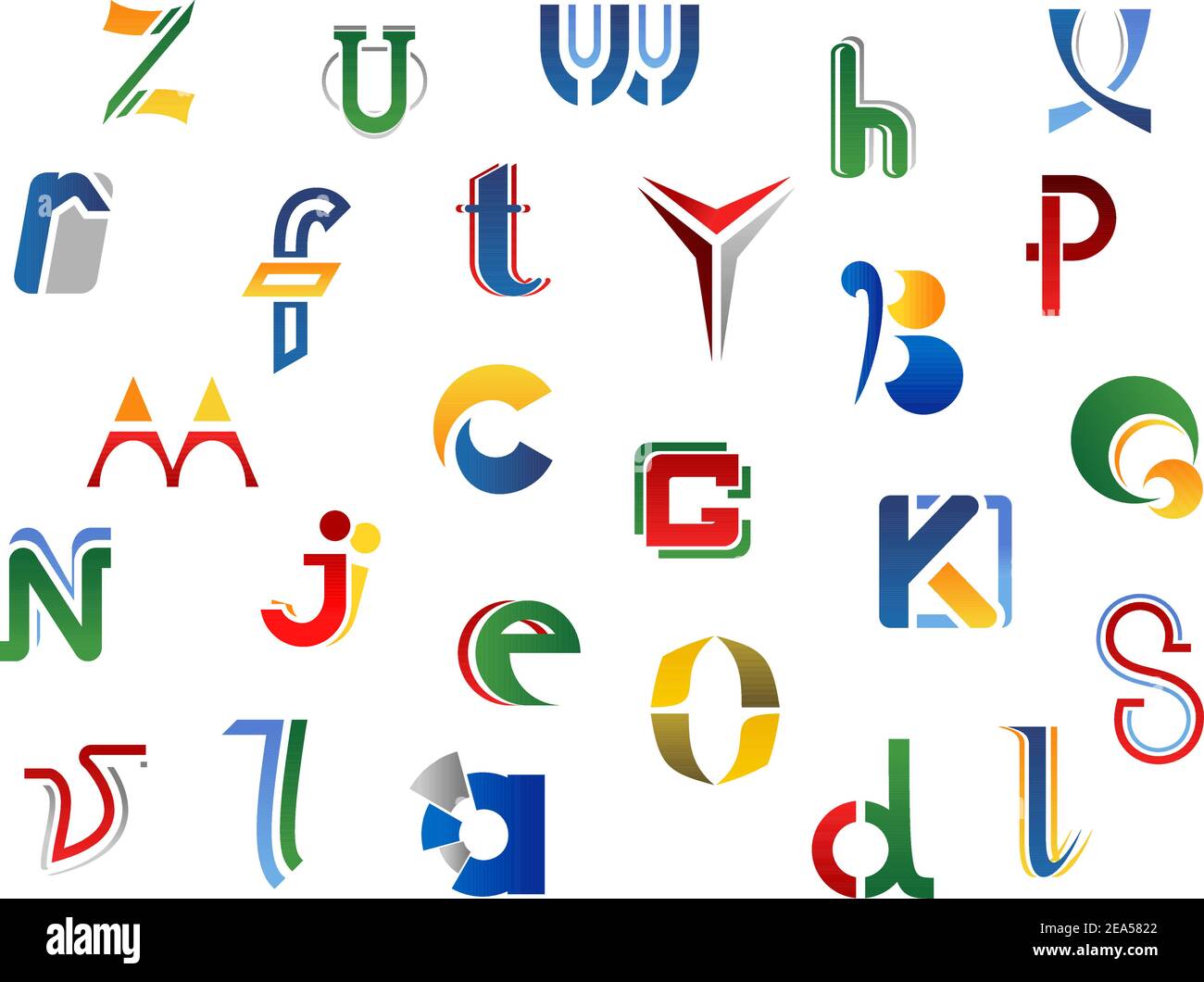 Set of full alphabet letters and icons for alphabet design Stock Vector ...