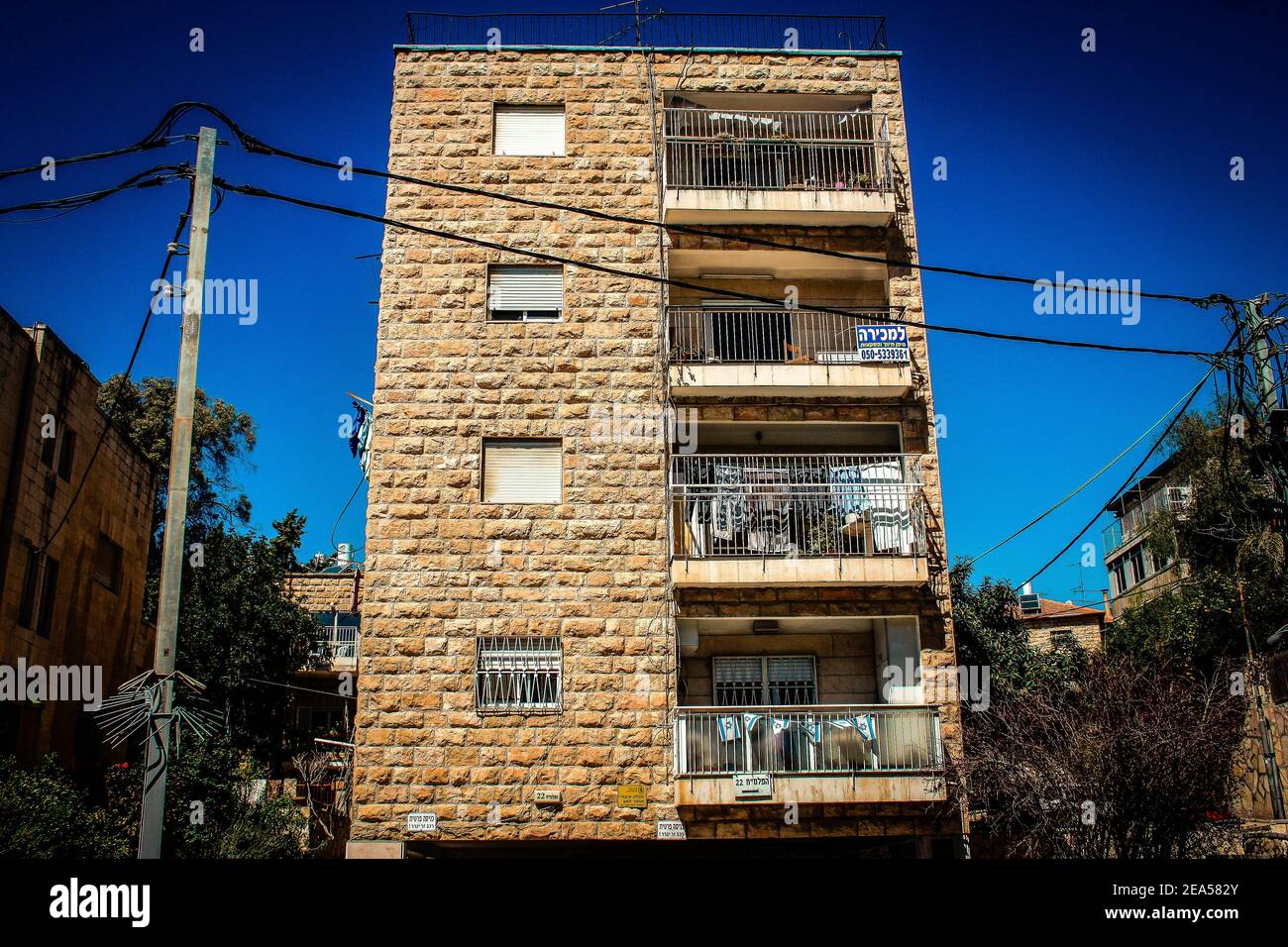 Jerusalem Israel December 13, 2019 View of the facade of a modern ...