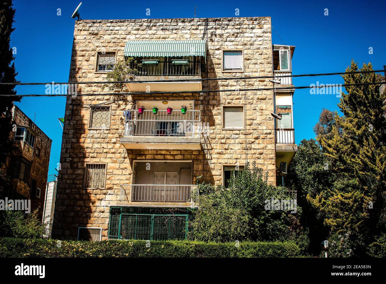 Jerusalem Israel December 13, 2019 View of the facade of a modern ...