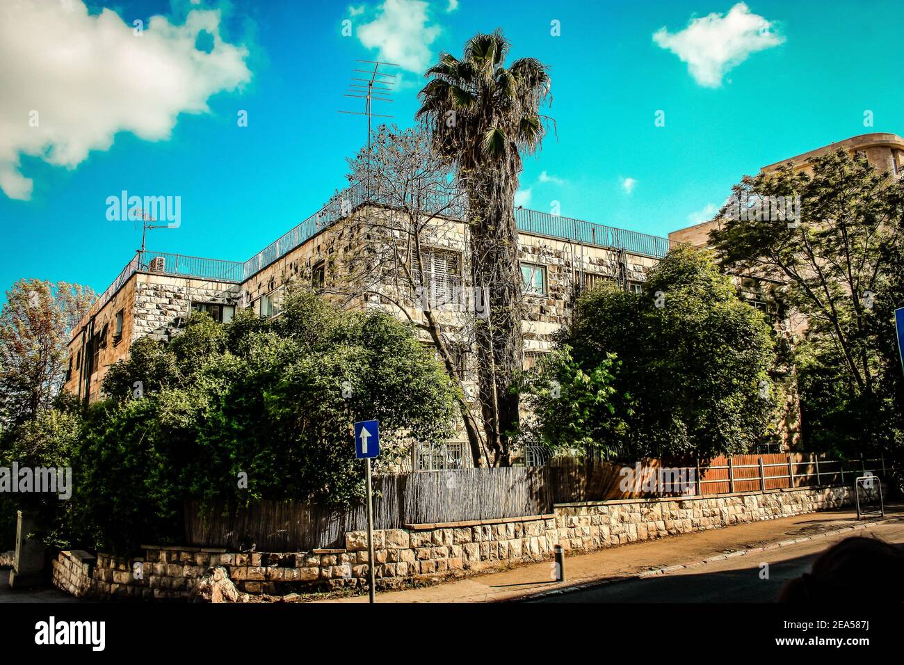 Jerusalem Israel December 13, 2019 View of the facade of a modern ...
