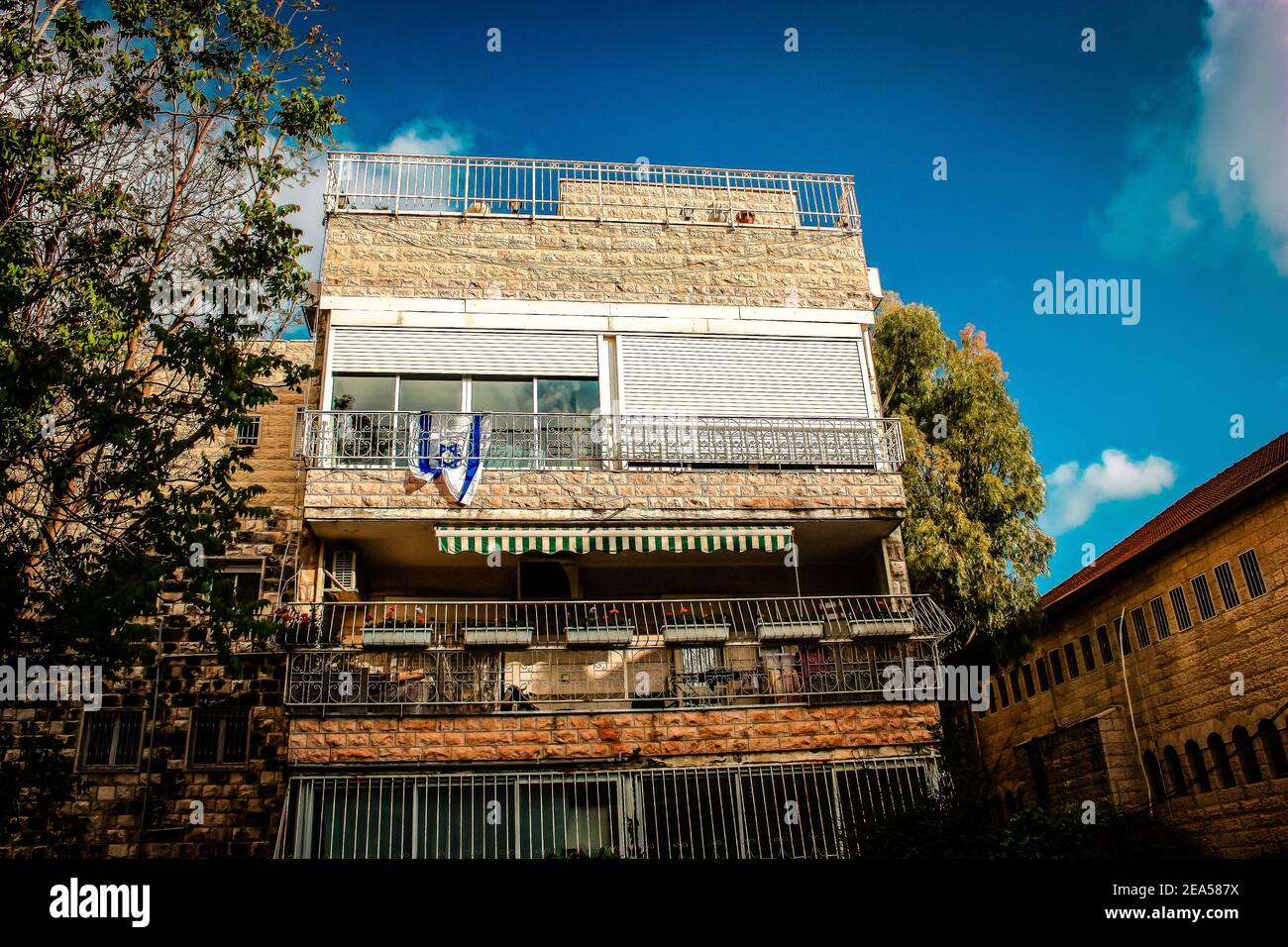 Jerusalem Israel December 13, 2019 View of the facade of a modern ...